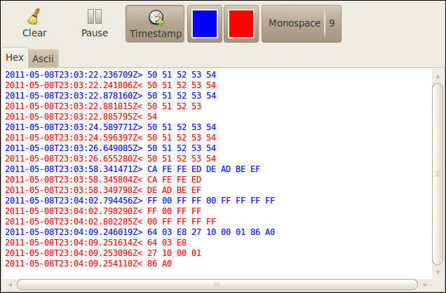 Settings dialog: one of the selected interfaces:serial.